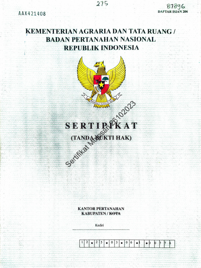 Contoh Watermark Sertifikat Tanah | PDF