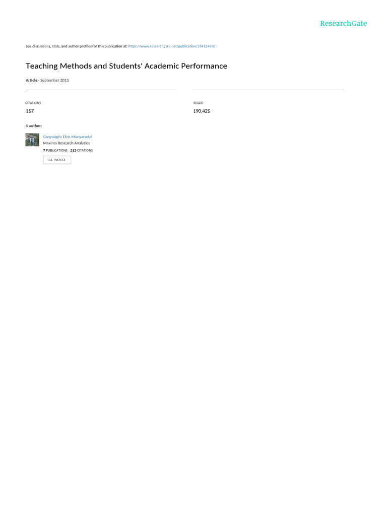 Teaching Methods and Students Academic Performance | PDF | Statistics | Standard Deviation