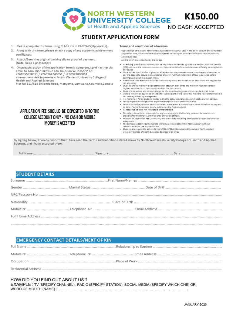 NWU College Admission Terms & Conditions | PDF