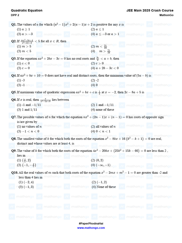 Daily Quadratic Practice Problems | PDF | Quadratic Equation | Algebra