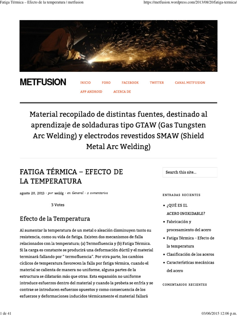 Fatiga Térmica - Efecto de La Temperatura | PDF | Materiales