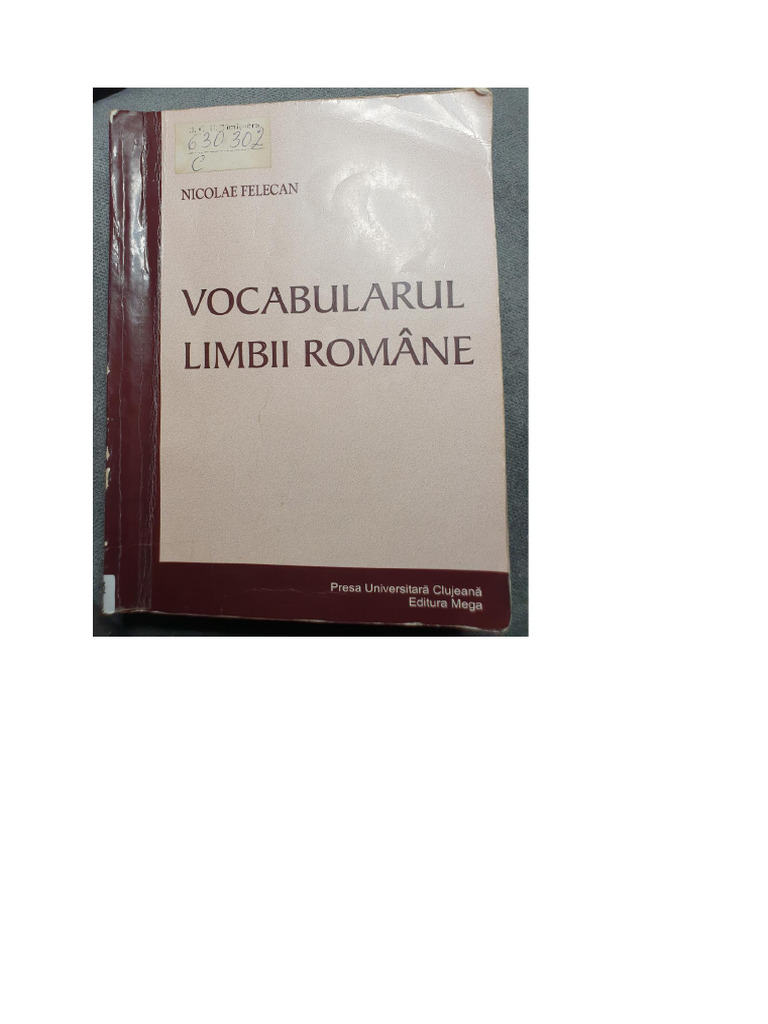 Vocabularu Limbii Romane | PDF