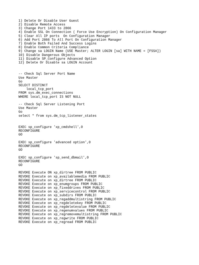 sql Server Security Configs | PDF sql Server Security Configs | PDF