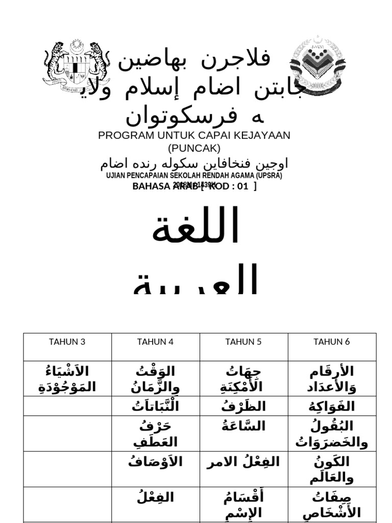 BAHASA ARAB Upsra 2023 | PDF