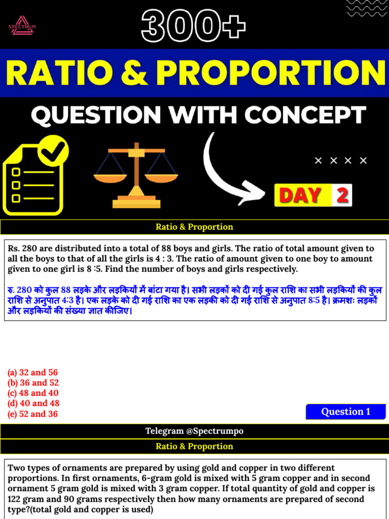 Ratio & Proportion 300+ Question Day-2 | PDF