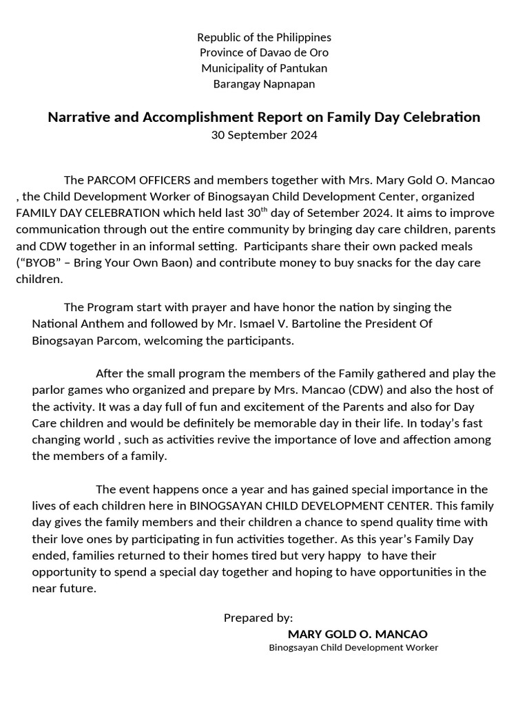 Family Day | PDF | Wellness