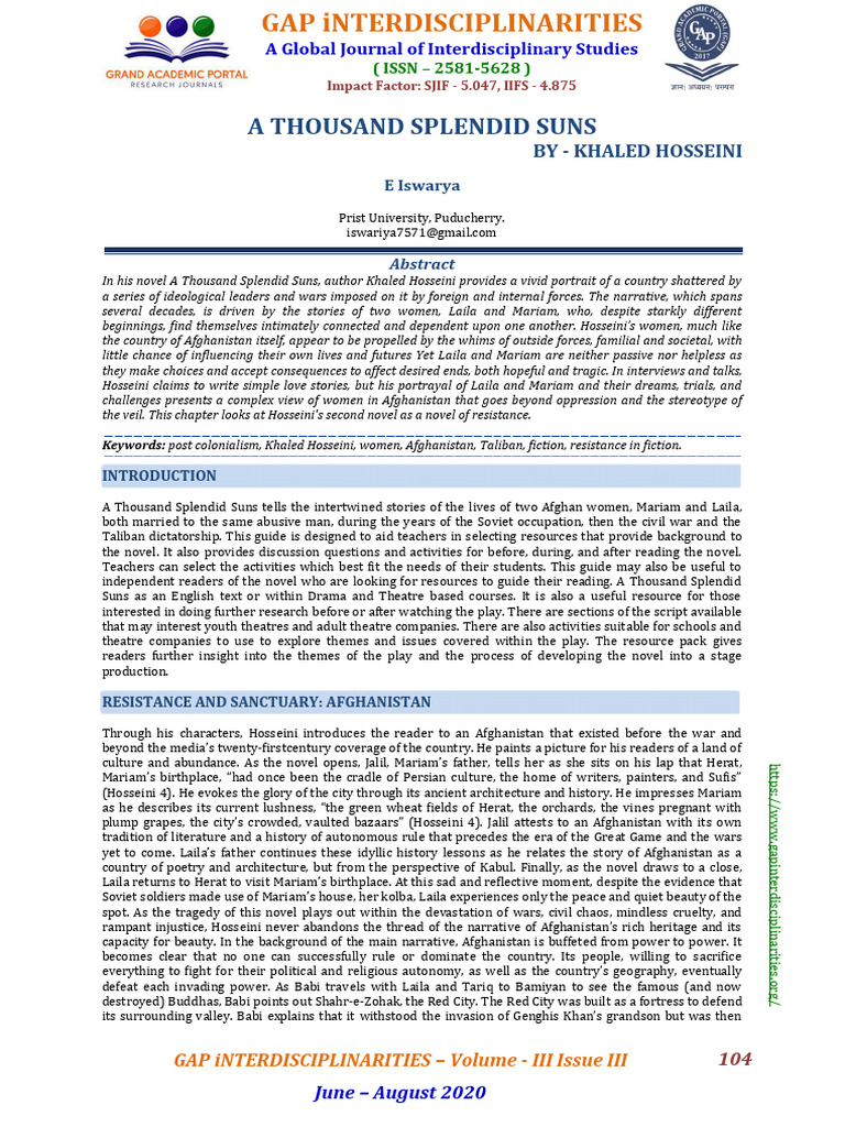 (104-106) A Thousand Splendid Suns | PDF | Afghanistan | Taliban