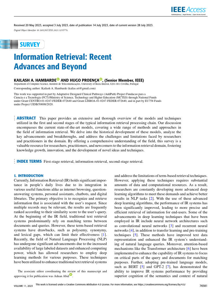 Information Retrieval Recent Advances And Beyond Pdf Information
