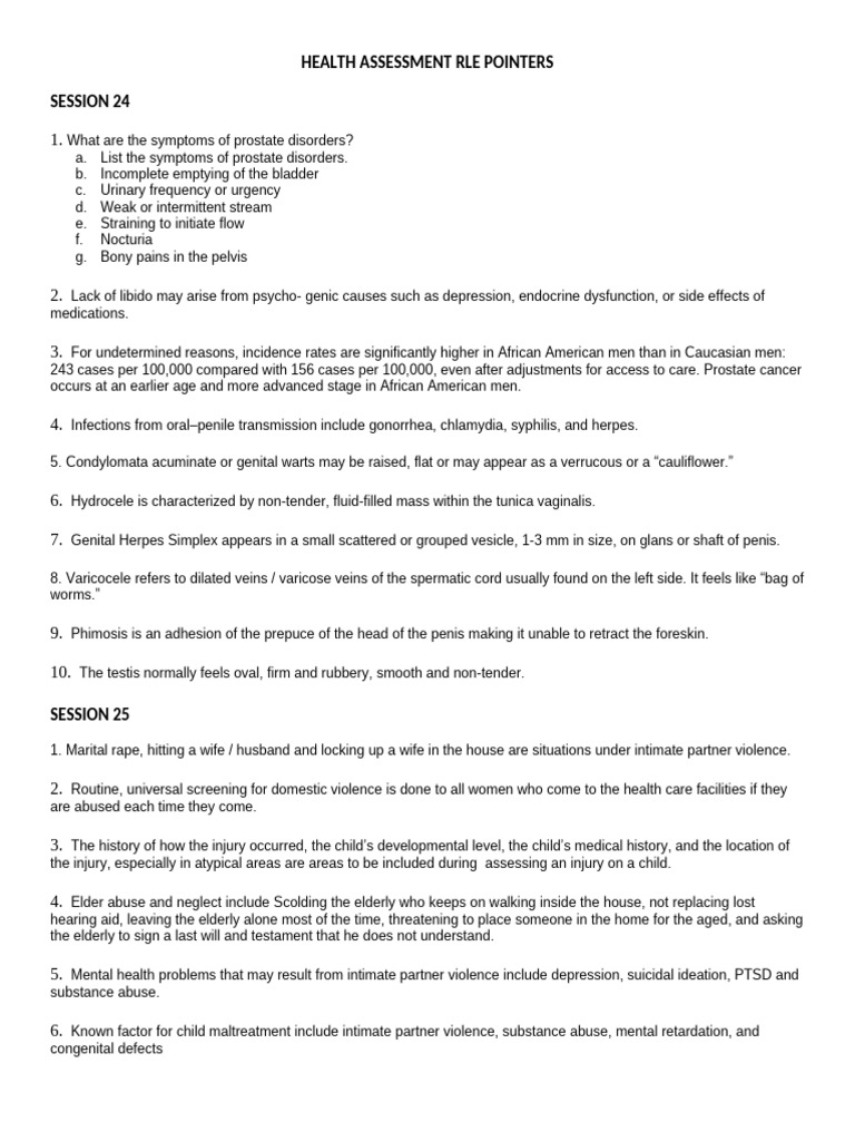 Health Assessment Rle Sessions 24 30 Pointers | PDF | Child Abuse | Blood Pressure