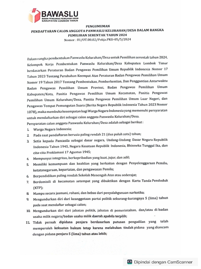 Pengumuman Pendaftaran PKD | PDF