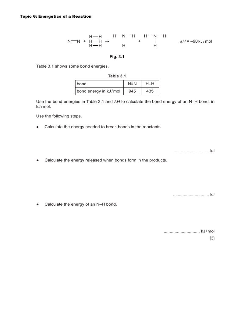 Chemistry Bond Energy Calculations | PDF | Chlorine | Chemical Reactions