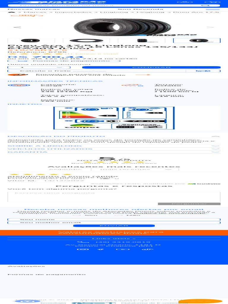 Pneu Aro 17,5 Linglong 21575R17,5 16 Lonas 135133J KTA303 (Liso) - Atacadão Pneus Economize ...