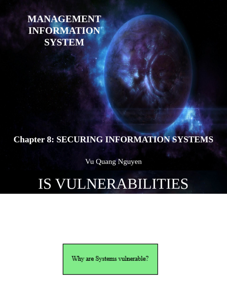 Management Information System Chapter 8 Securing Information Systems