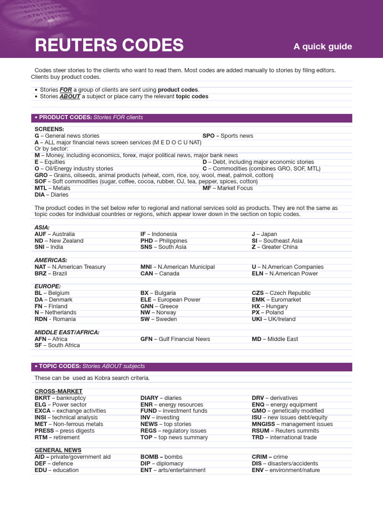 Reuters Codes | PDF | Bond Credit Rating | Debt
