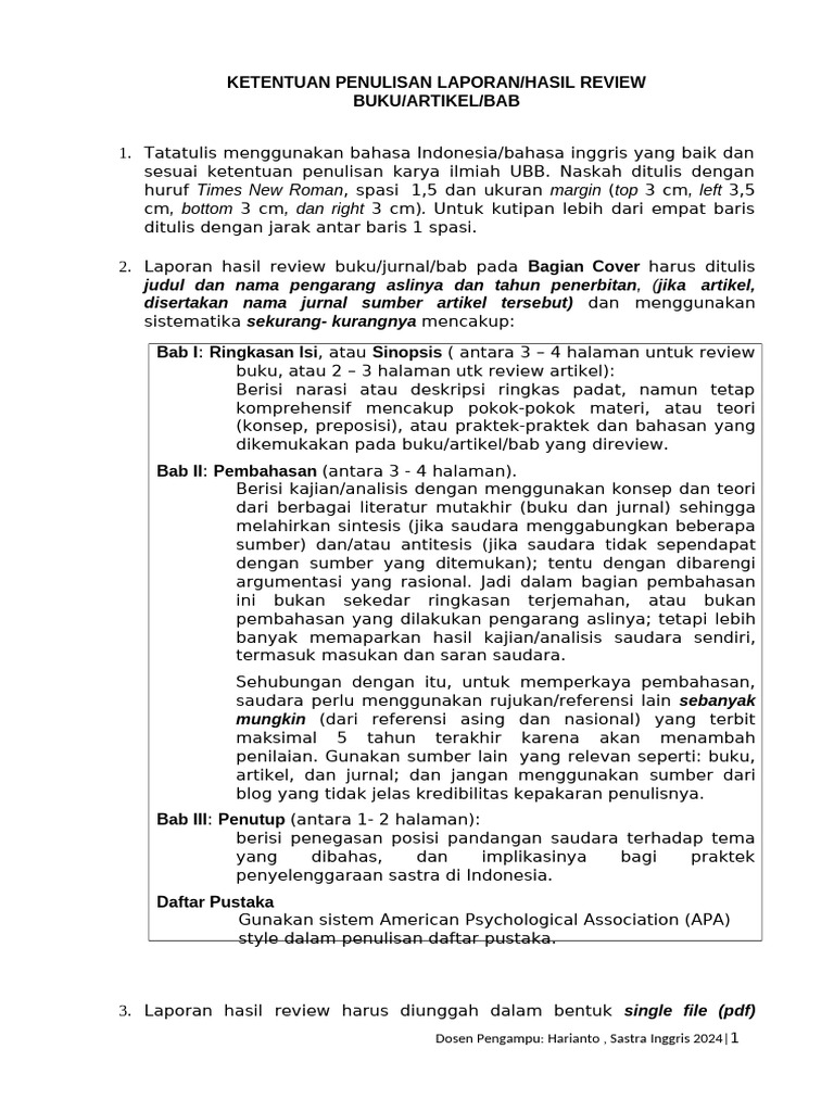 Format Lap Tugas Review Sasing 2024 | PDF | Kajian Bahasa Asing | Fiksi Umum