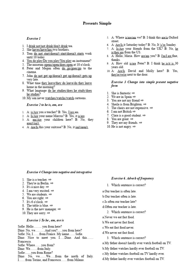 Tenses Exercise | PDF | Language Arts & Discipline