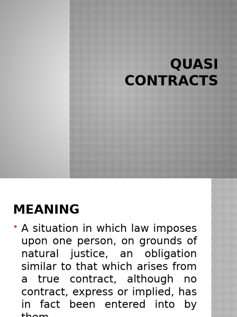 Understanding Quasi Contracts and Types | PDF
