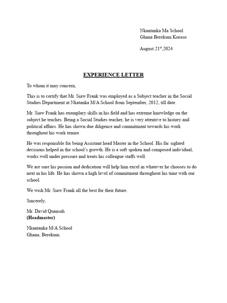 Experince Letter | PDF