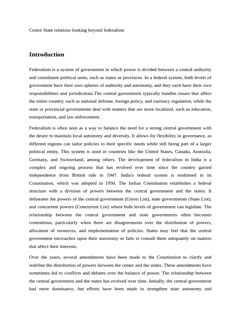 Constitutional Law Project | PDF | Federalism | Separation Of Powers