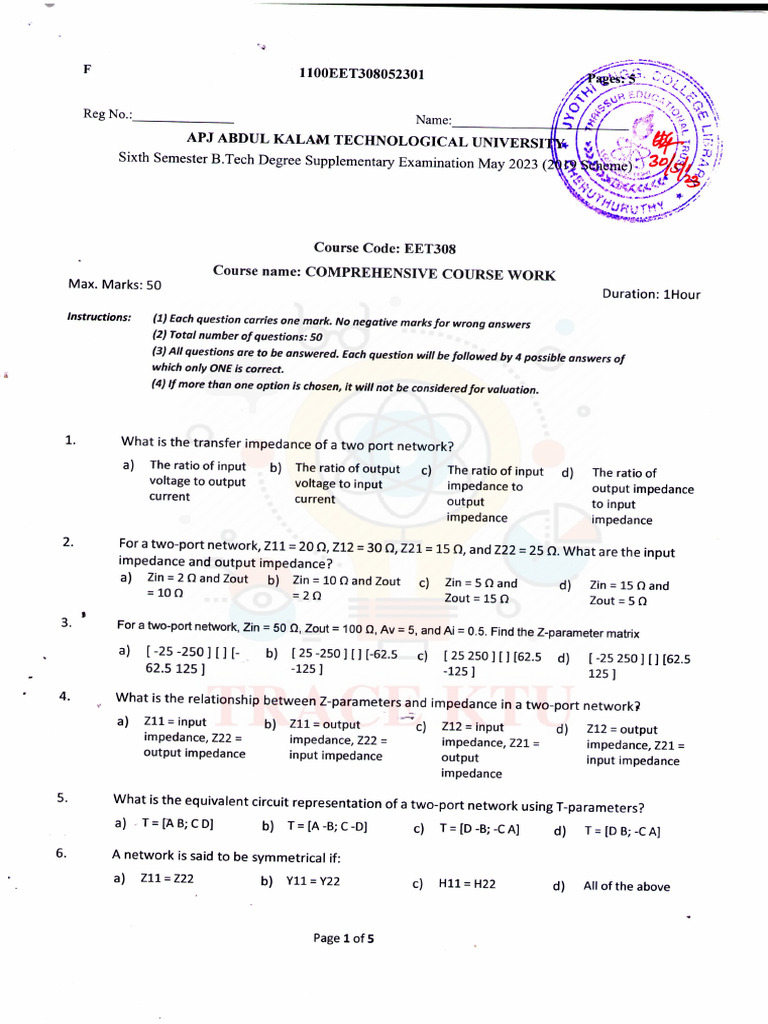 Eet308 Comprehensive Course Work, May 2023 | PDF | Electric Motor | Electric Power Transmission