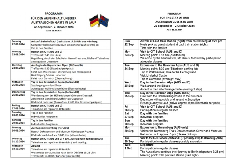 Itinerary 2024 CJT School | PDF