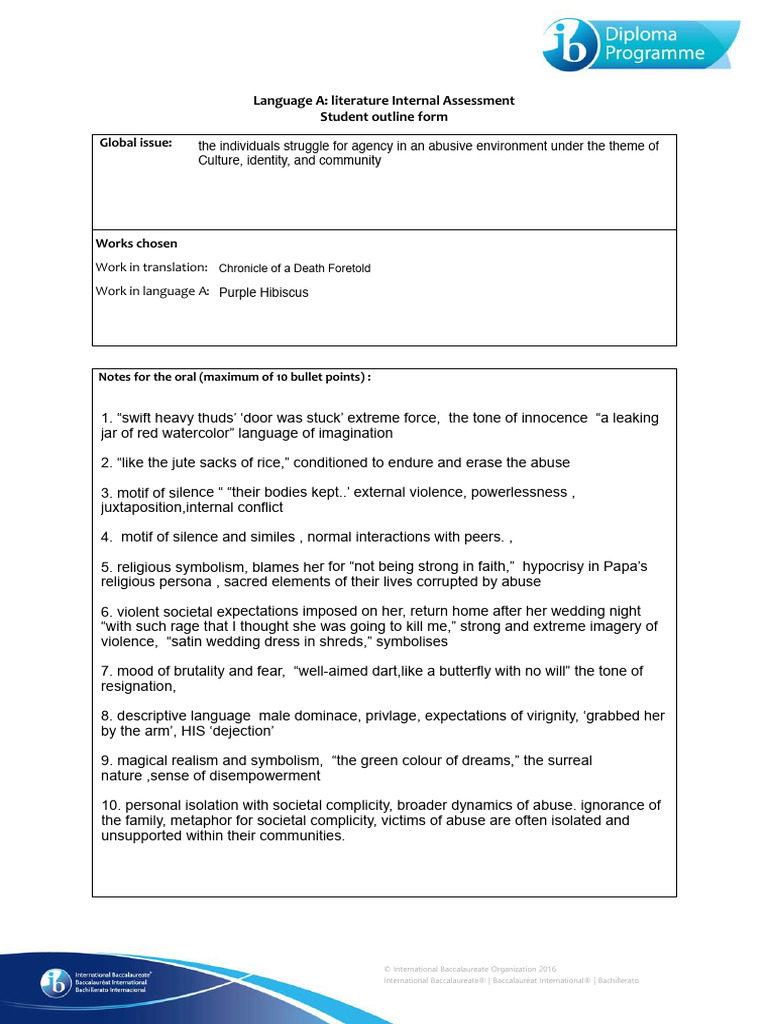 Outline - Form - Lit - en Copy IB Final 2 | PDF