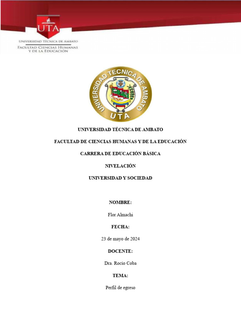 Perfil de Egreso - Flor Almachi | PDF | Educación primaria | Plan de estudios