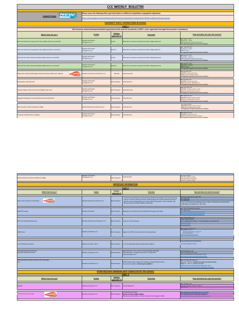 CCC Weekly Bulletin - August | PDF