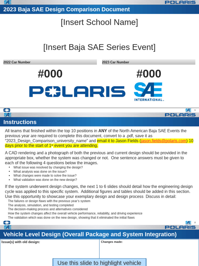 2023_Baja_SAE_Redesign_Comparison_Template (1) | PDF | Axle | Car