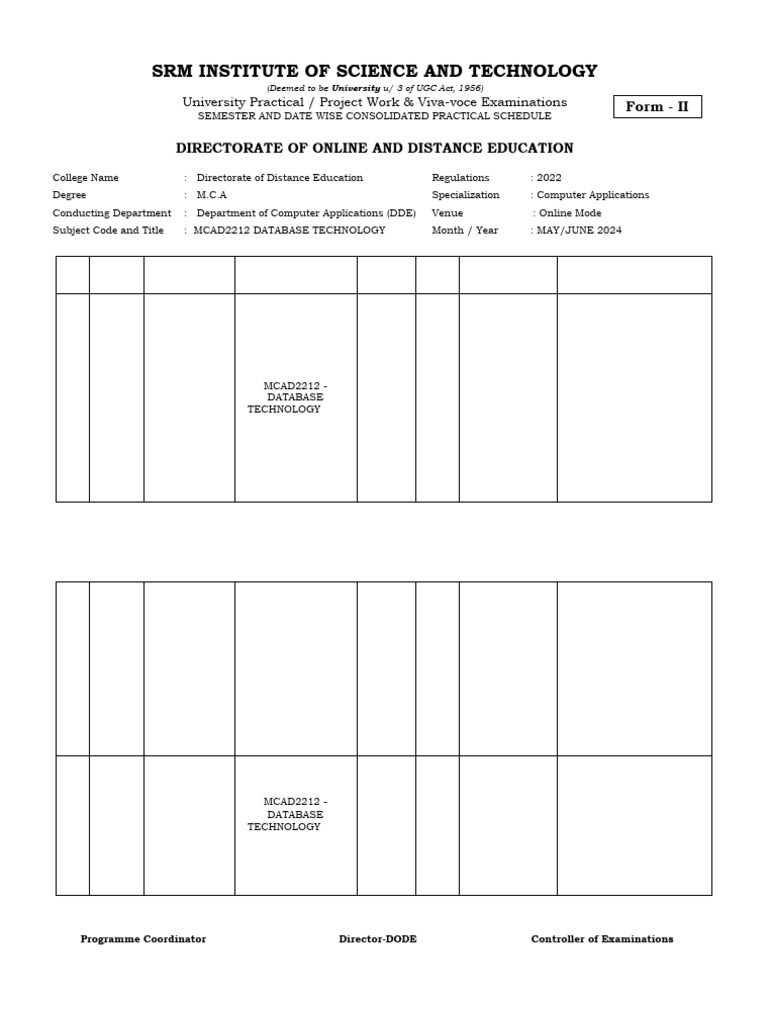 Mca-Form-Ii Consolidated Practicals - Jun-2024 | PDF | Higher Education ...