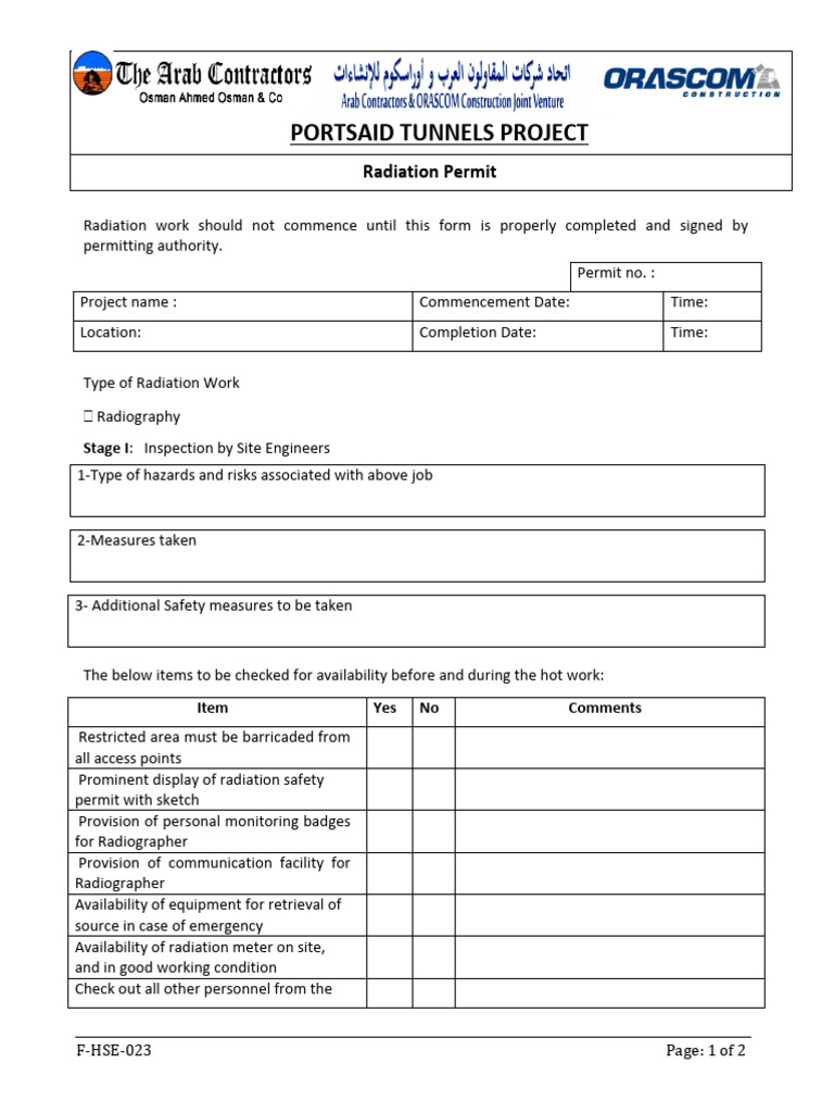023-Radiation Permitاوراسكوم | PDF | Safety | Occupational Safety And ...
