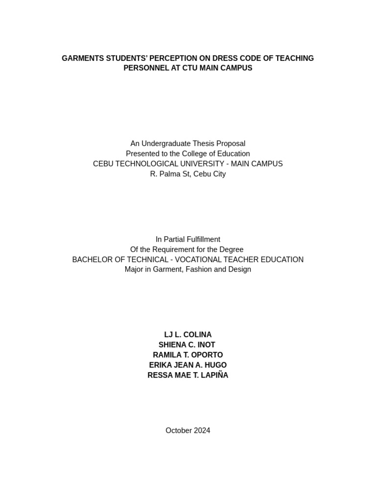 Garments Students' Views on CTU Dress Code | PDF | Survey Methodology ...