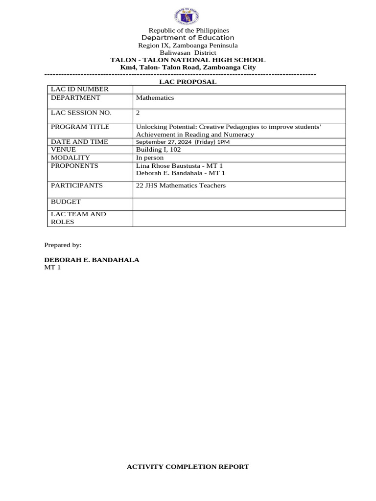 TERMINAL REPORT-LAC-SEMINAR | PDF | Teachers | Pedagogy