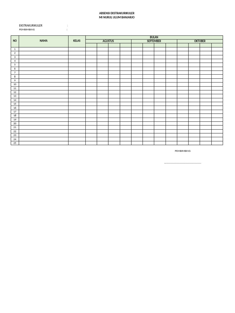 Absensi Ekstrakurikuler | PDF