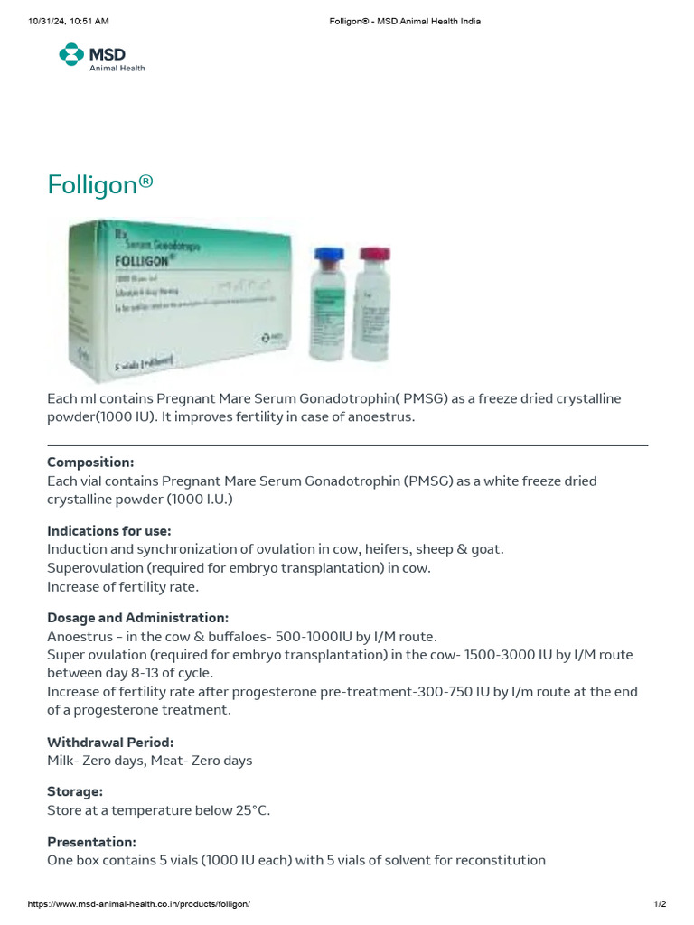 Folligon® - MSD Animal Health India | PDF | Wellness