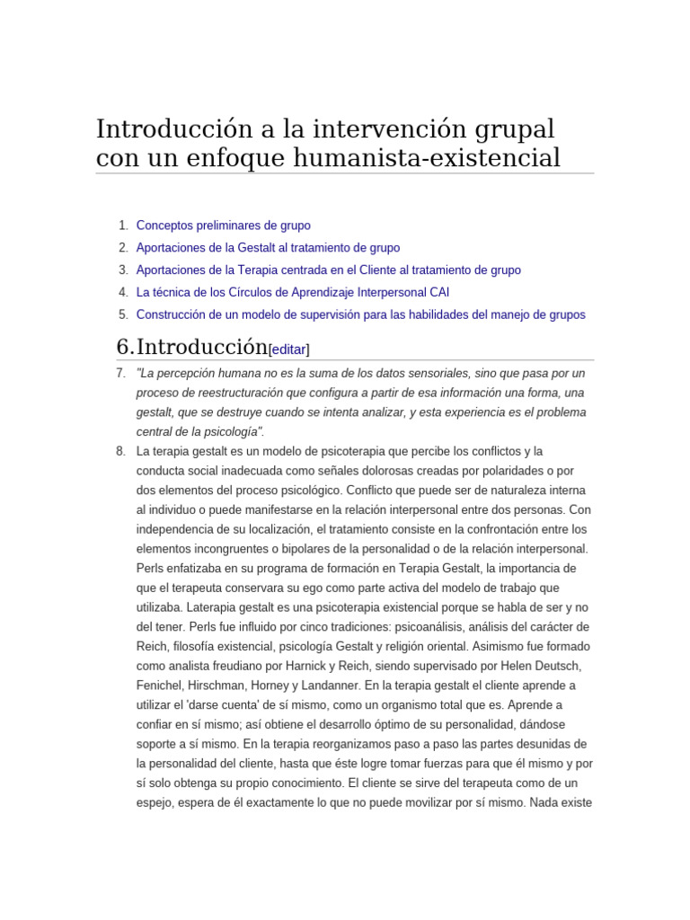 Introducción a la intervención grupal con un enfoque humanista | PDF ...