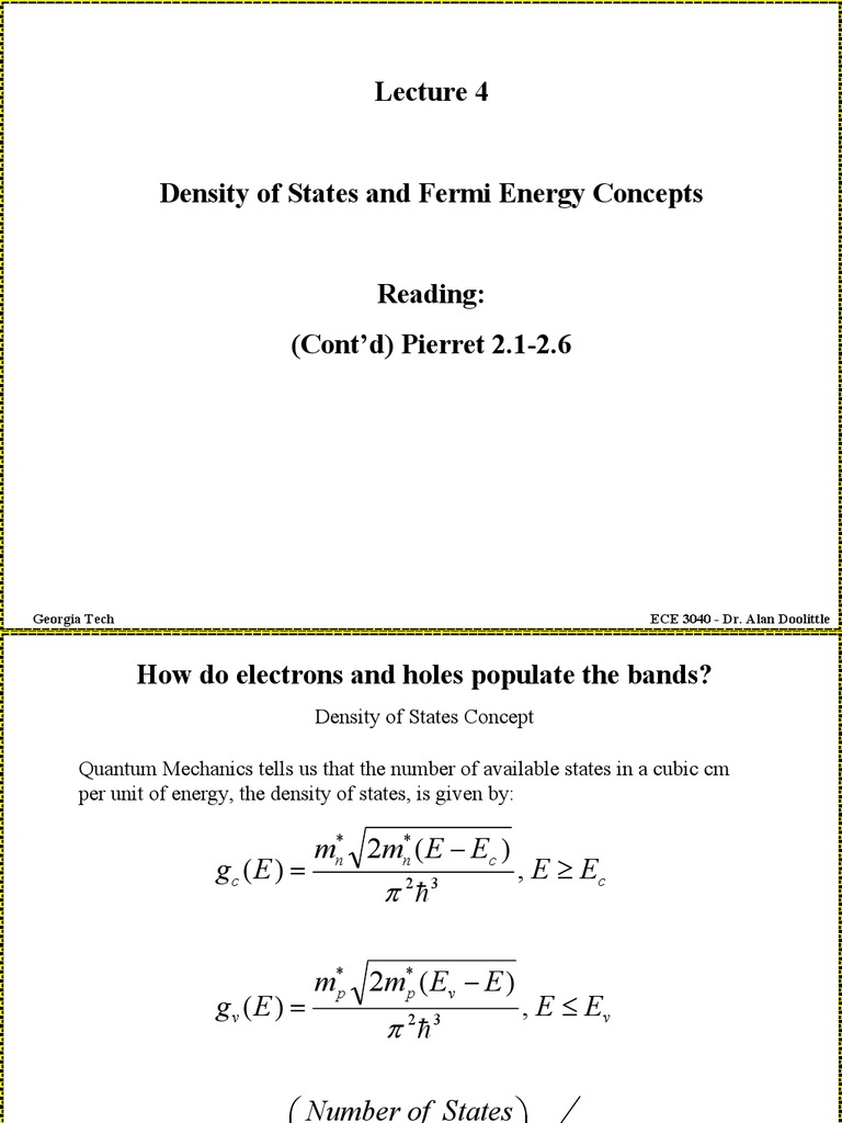ECE 3040 - Dr. Alan Doolittle Georgia Tech | PDF | Semiconductors ...