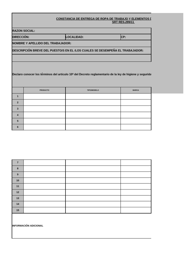 Planilla Entrega de ROPA Y EPP | PDF | Finanzas y dinero