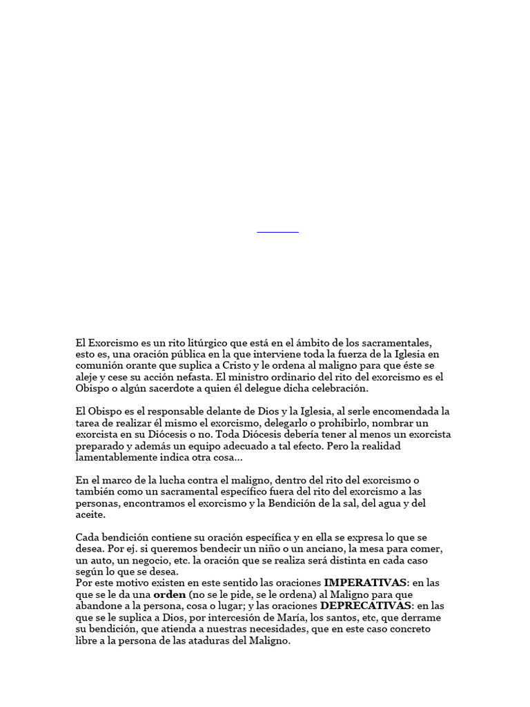 Exorcismo: Ritos y Bendiciones en la Iglesia | PDF | Exorcismo ...