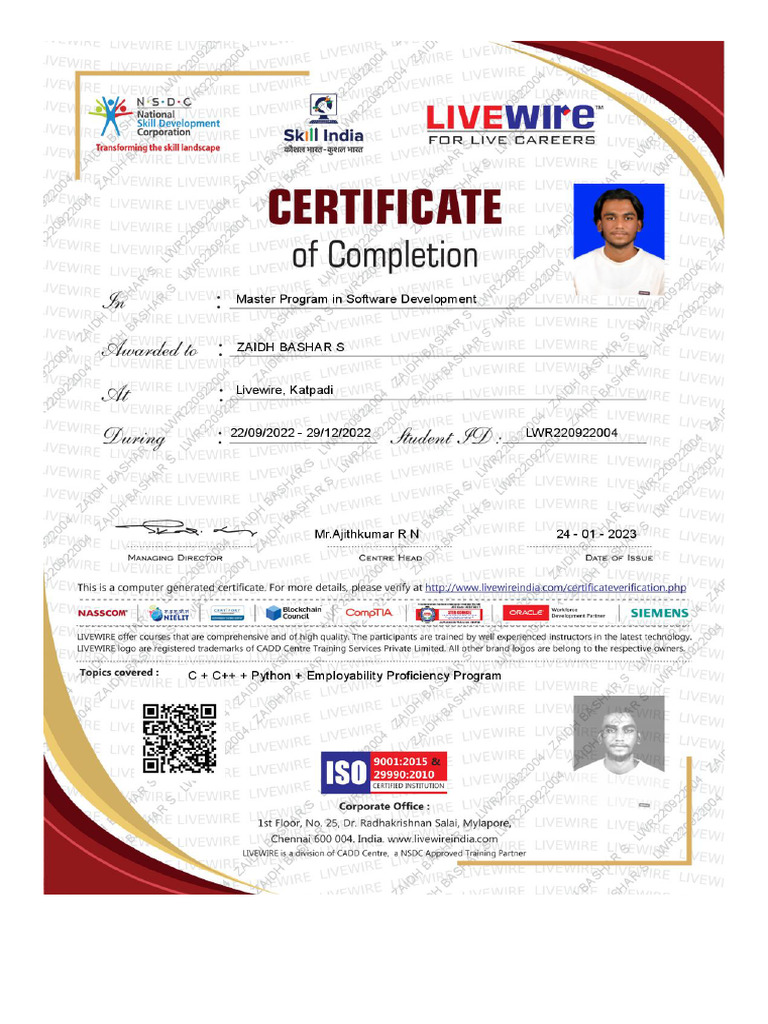 LW - Zaidh Certificate | PDF