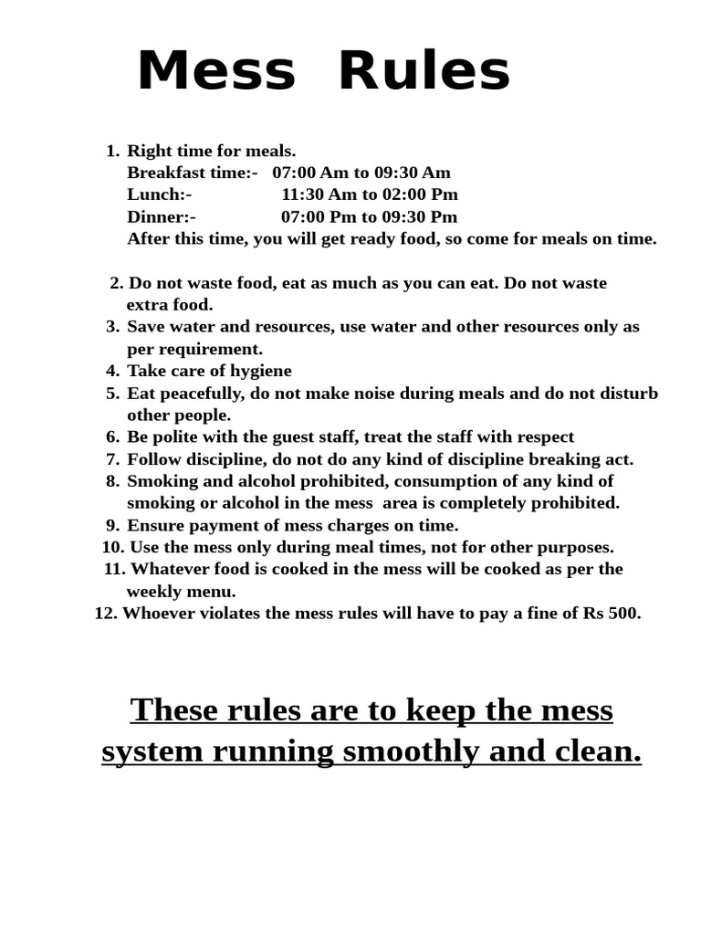 Mess Rules | PDF | Lifestyle