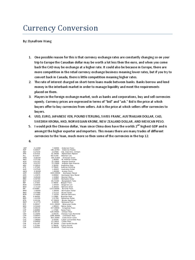 Currency Conversion | PDF | Exchange Rate | Foreign Exchange Market