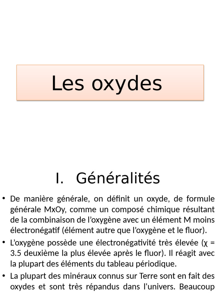 Nomenclature et classification des oxydes | PDF | Réaction d ...