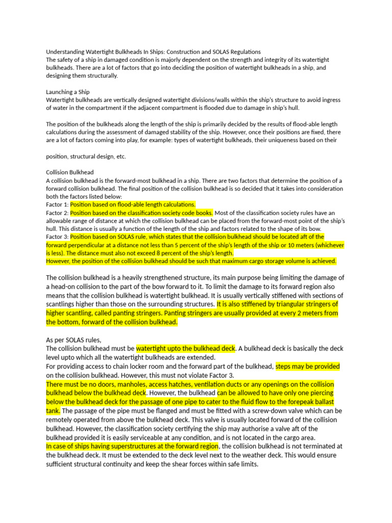 Collision Bulkhead | PDF | Ships | Shipbuilding