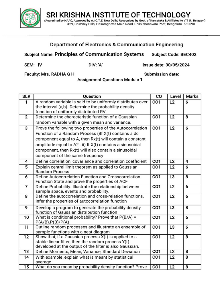 PCS Module 1 Assignment | PDF | Normal Distribution | Probability ...