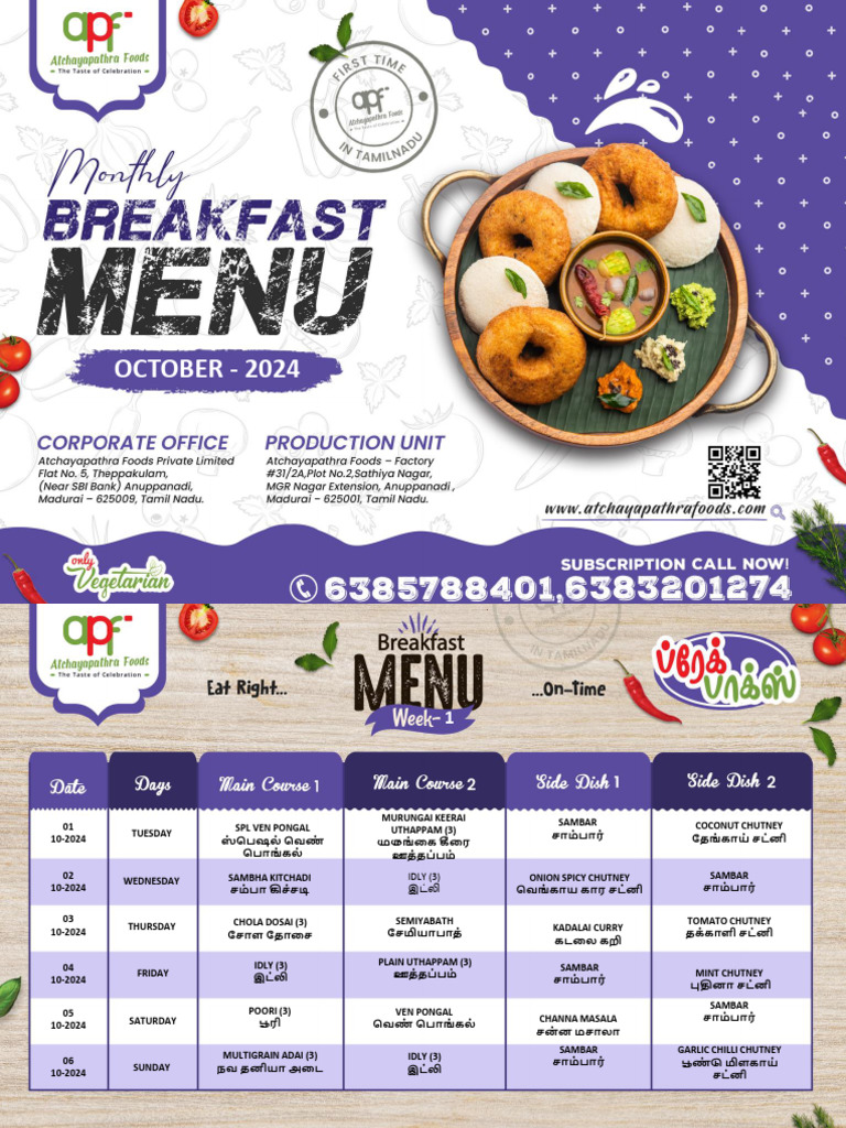 Breakfast Menu - (October - 2024) Final - 1 | PDF