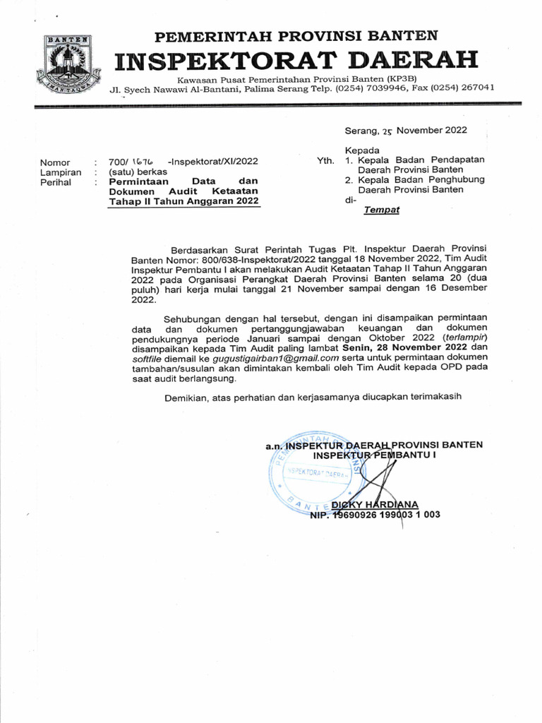 Surat Permintaan Dokumen Tahap II | PDF