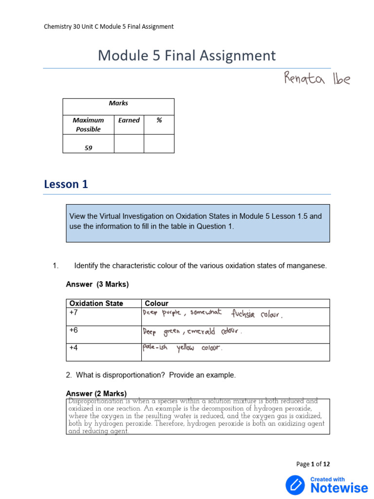 Module 5 Final Assignment | PDF | Titration | Chemistry