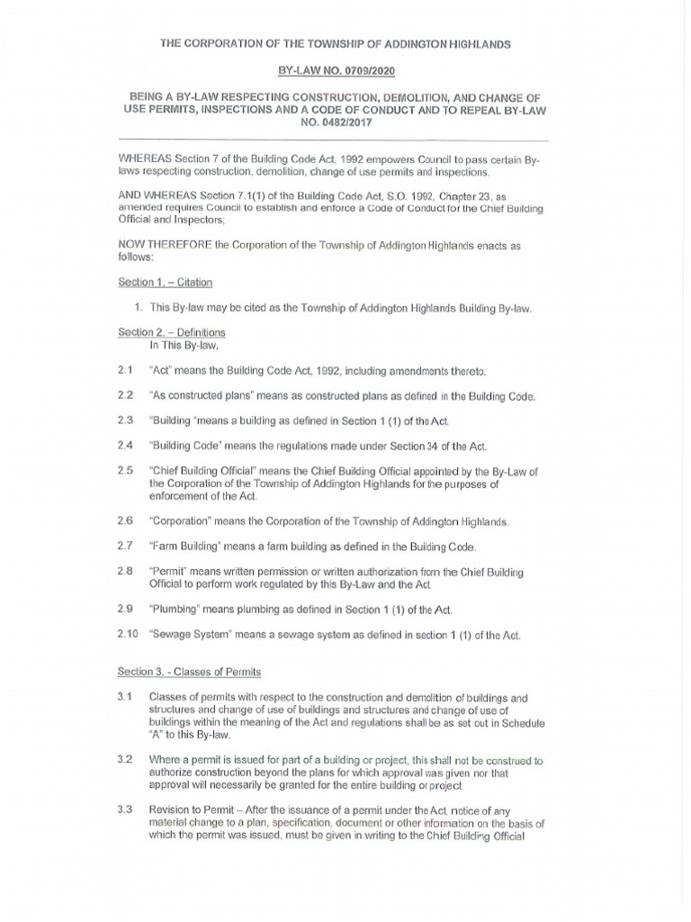 Building By-Law - 0709-2020 | PDF | Building Code | By Law