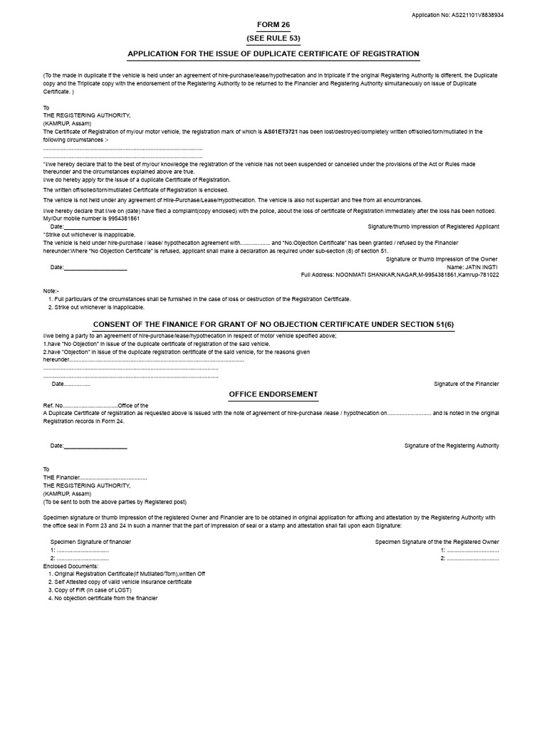 Form 26 | PDF | Business Law | Justice